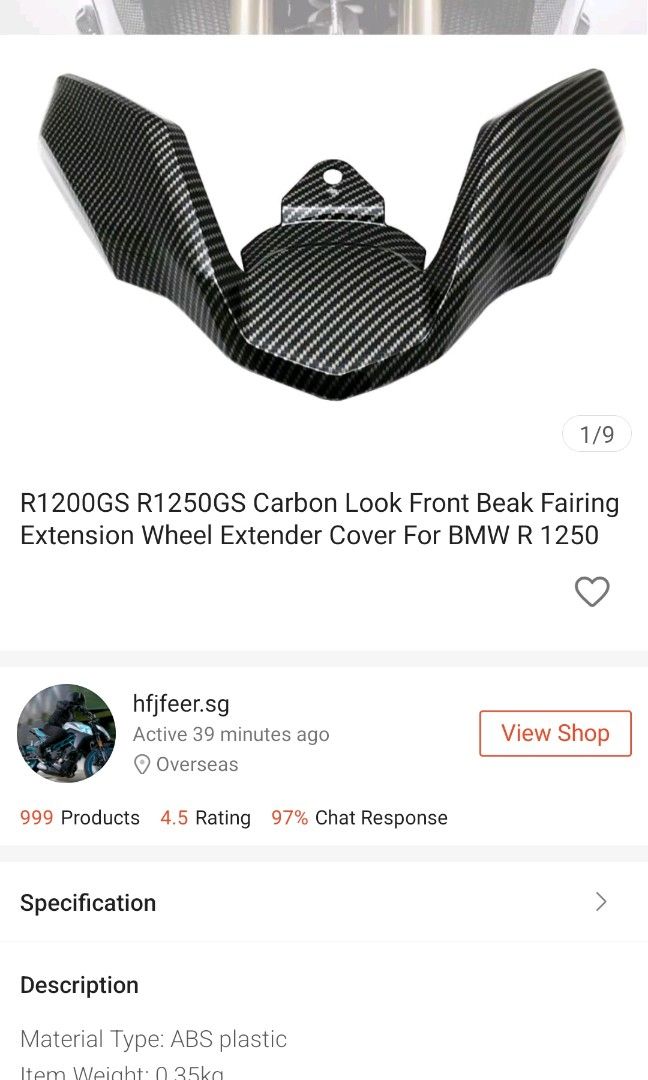 R1200GS R1250GS Carbon Look Front Beak Fairing Extension Wheel Extender ...