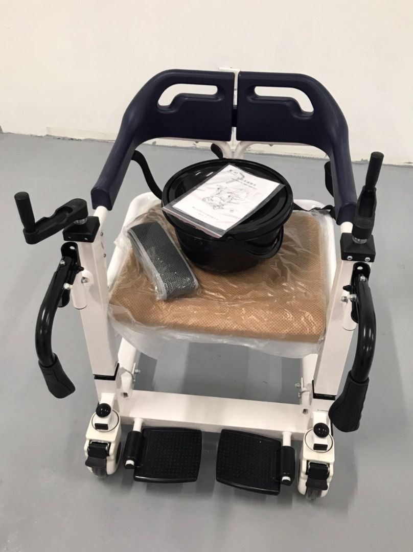 (Ready Stock) Hand Crank Transfer Wheel Chair with Commode Bed to Bath ...
