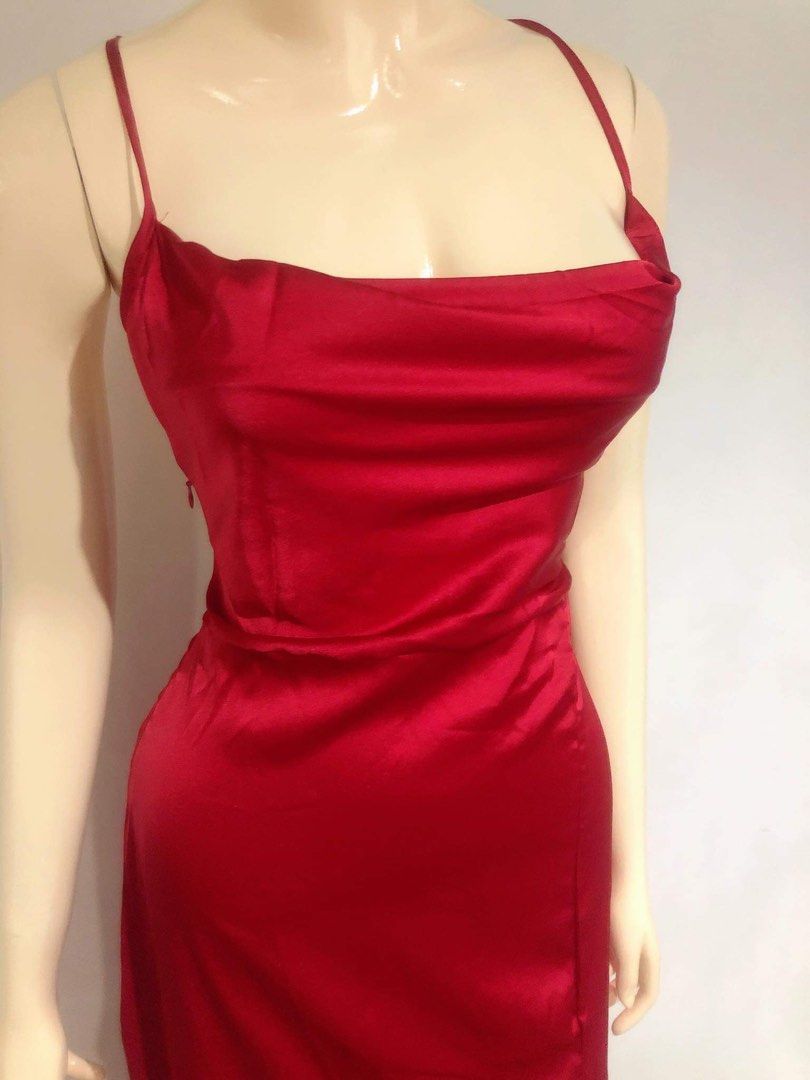 Red Silk Evening Dress on Carousell