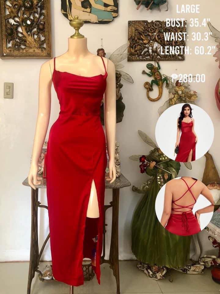 Red Silk Evening Dress on Carousell