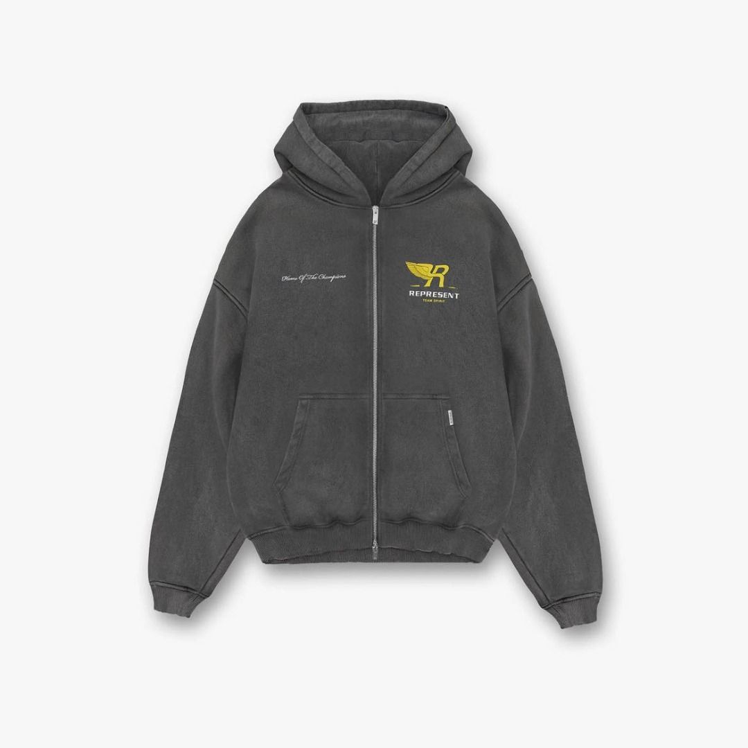 Represent Clo Team Spirit Zip Hoodie - Vintage Grey on Carousell