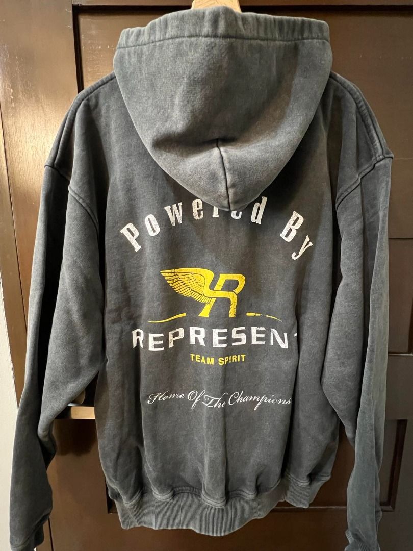 Represent Clo Team Spirit Zip Hoodie - Vintage Grey on Carousell