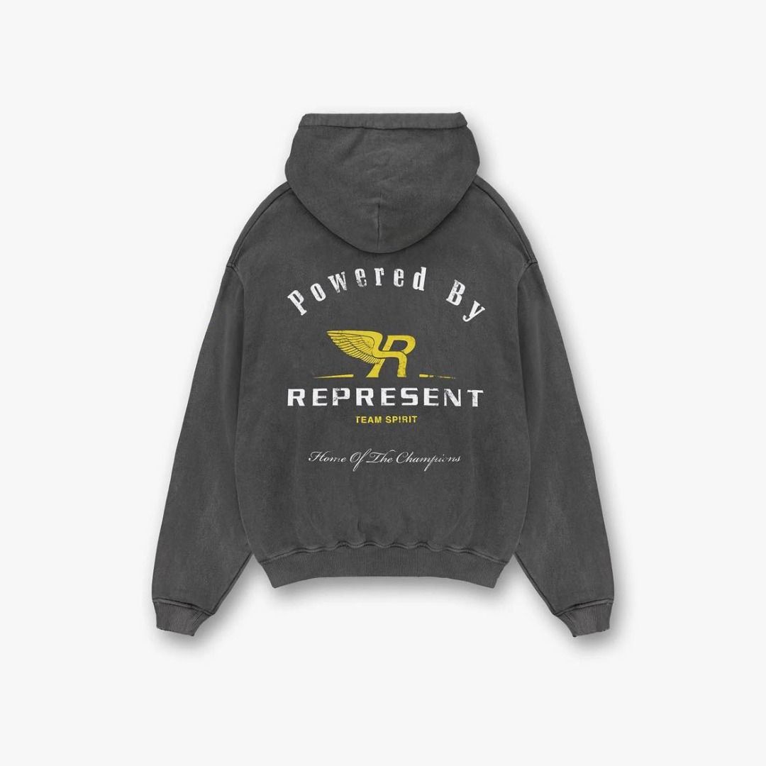 Represent Clo Team Spirit Zip Hoodie - Vintage Grey on Carousell