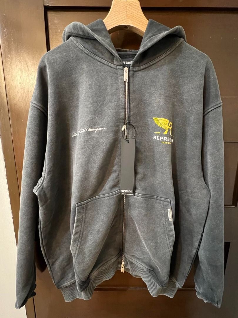Represent Clo Team Spirit Zip Hoodie - Vintage Grey on Carousell