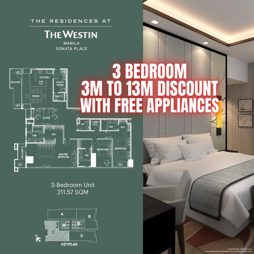 RFO Westin Manila 3 Bedroom Condo With Balcony for sale located in ...