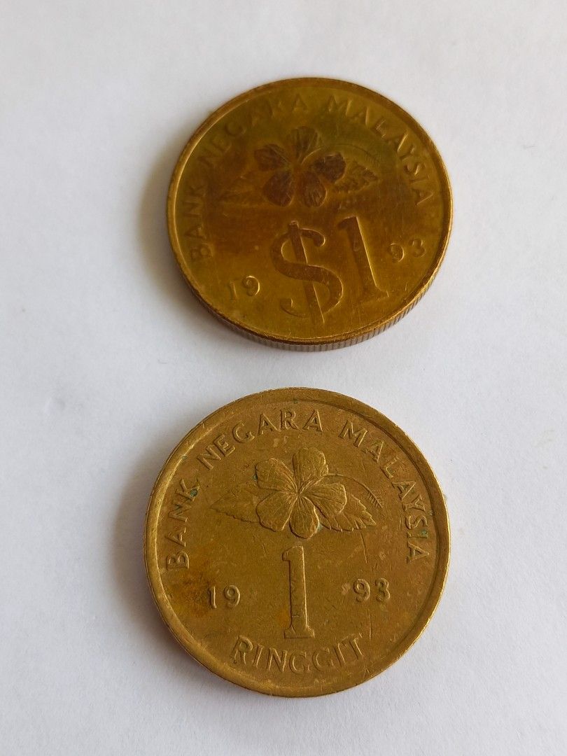 RM 1 coin 1993 with 2 design ( $ & Ringgit ), Hobbies & Toys ...
