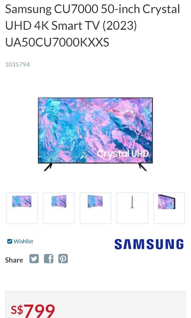 Samsung UHD CU7000 50 inch, TV & Home Appliances, TV & Entertainment ...