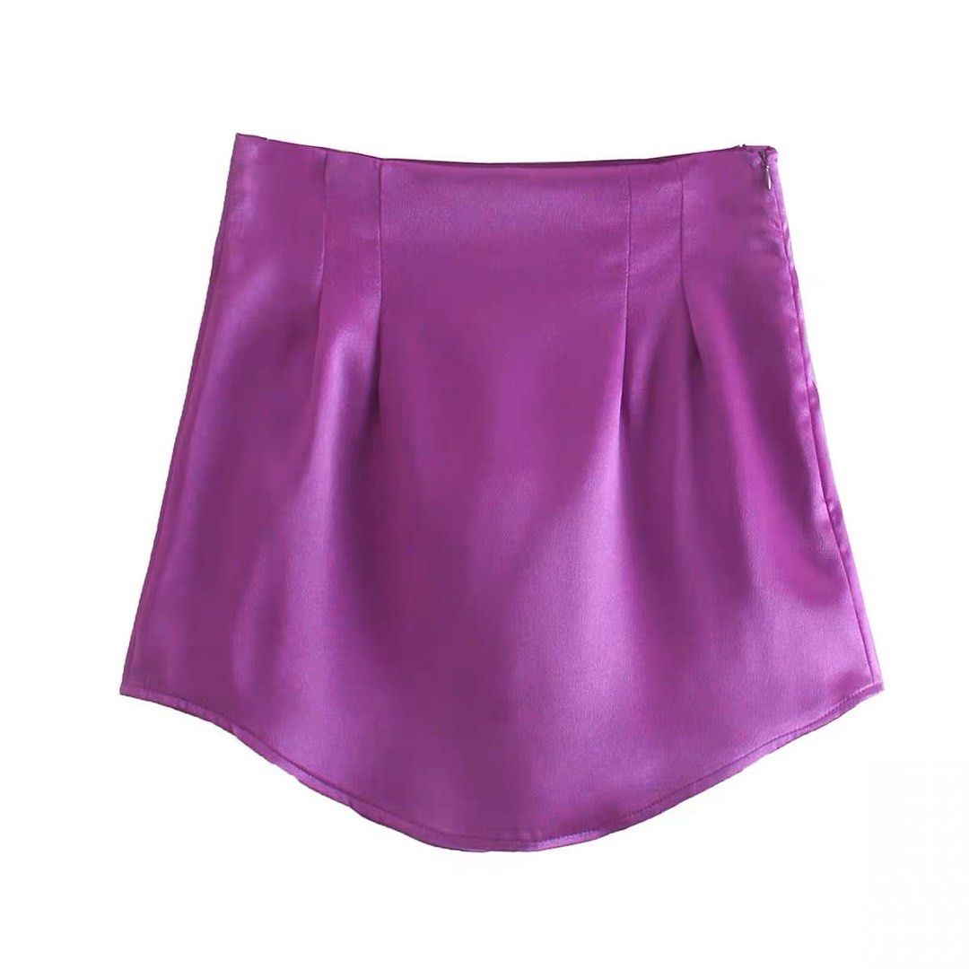 Satin Pink/ Purple Skirt, Women's Fashion, Bottoms, Skirts on Carousell