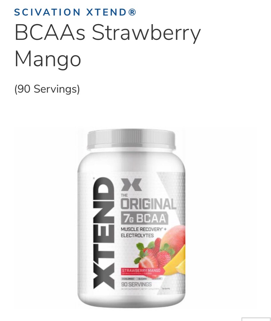 SCIVATION XTEND® BCAAs Strawberry Mango (90 servings), Health & Nutrition, Health Supplements ...