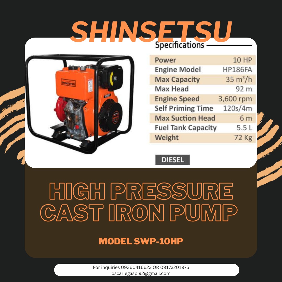 SHINSETSU HIGH PRESSURE IRON CAST PUMP MODEL SWP-10HP on Carousell