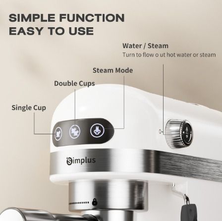 Simplus Semi Auto Espresso Machine With Steam Milk Frother Coffee Maker ...