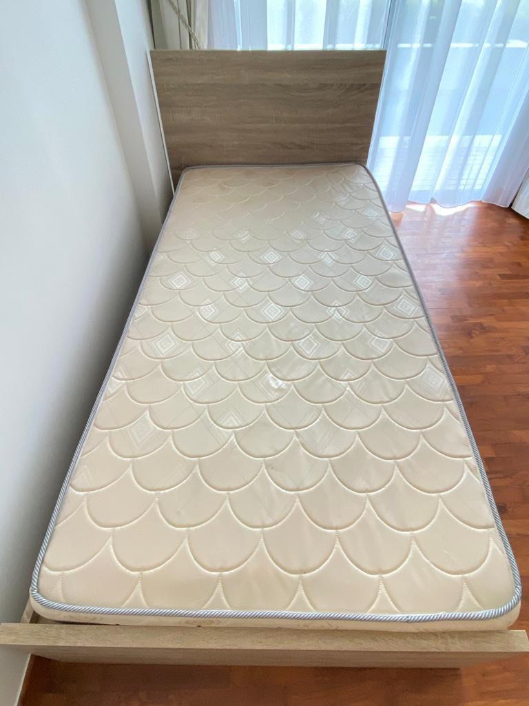 Single bed with mattress, Furniture & Home Living, Furniture, Bed ...