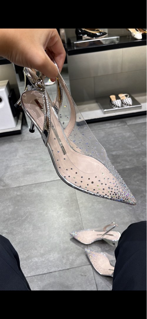 Staccato Silver Heels, Fesyen Wanita, Sepatu di Carousell
