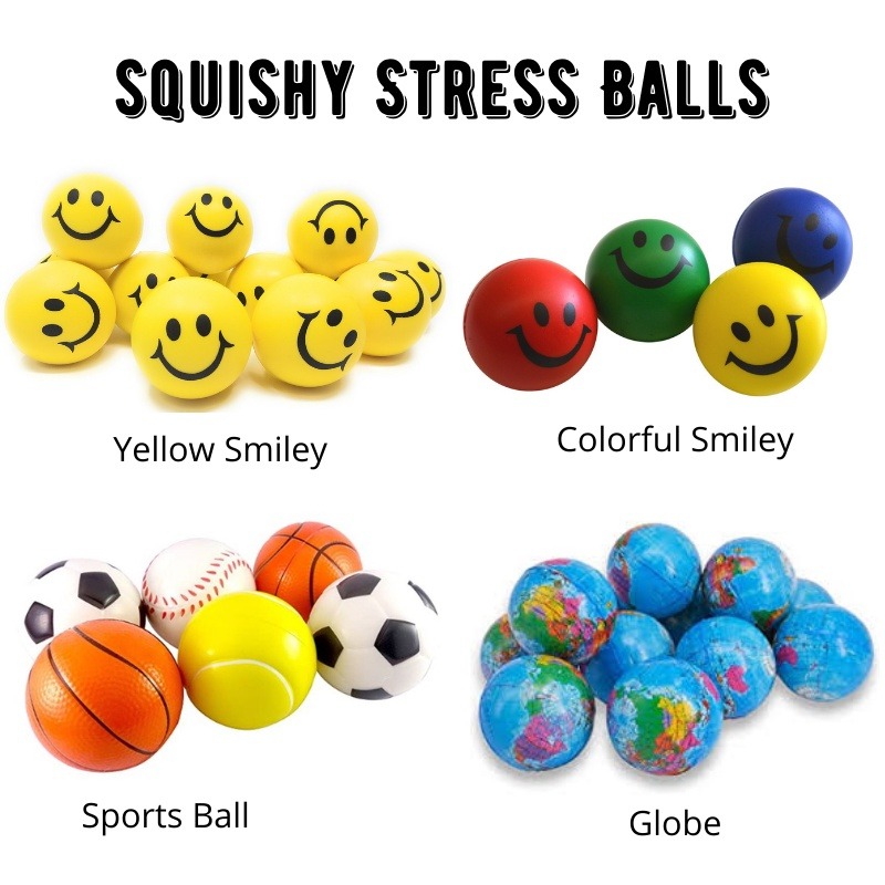 Stress balls Smiley Sports Ball World Globe Squishy Stress Relief 6cm ...