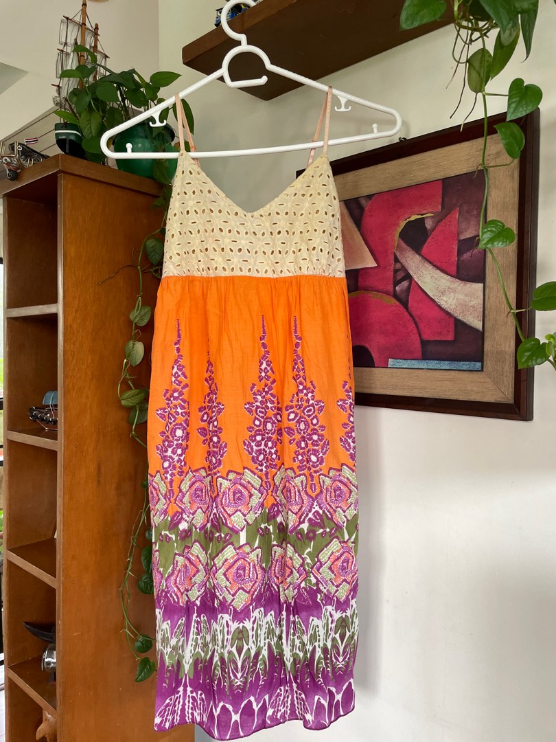 TIER DROP SUMMER DRESS - MIXED BATIK ORANGE DRESS, Women's Fashion ...