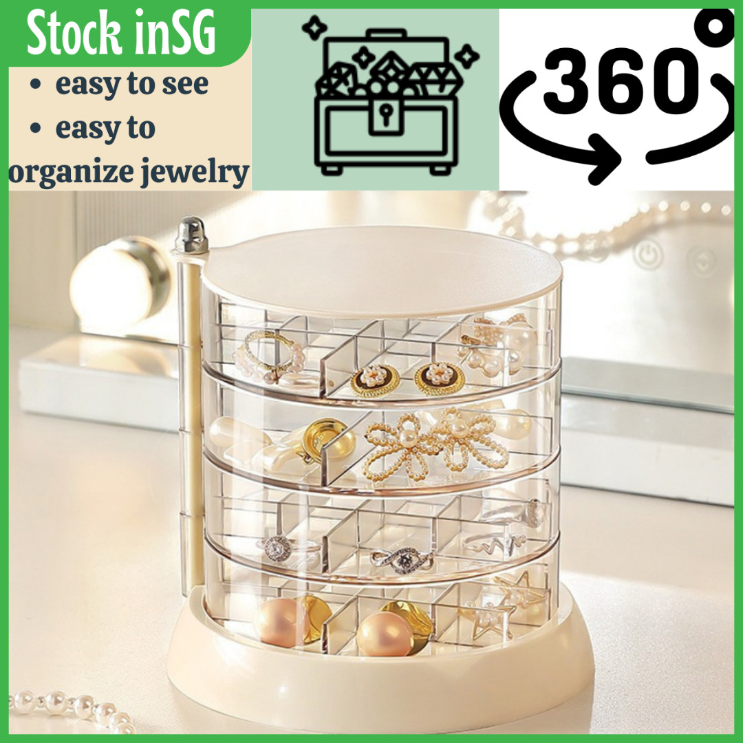 Transparent Rotating Grid Jewelry Box - 4 layers [Stock inSG ...