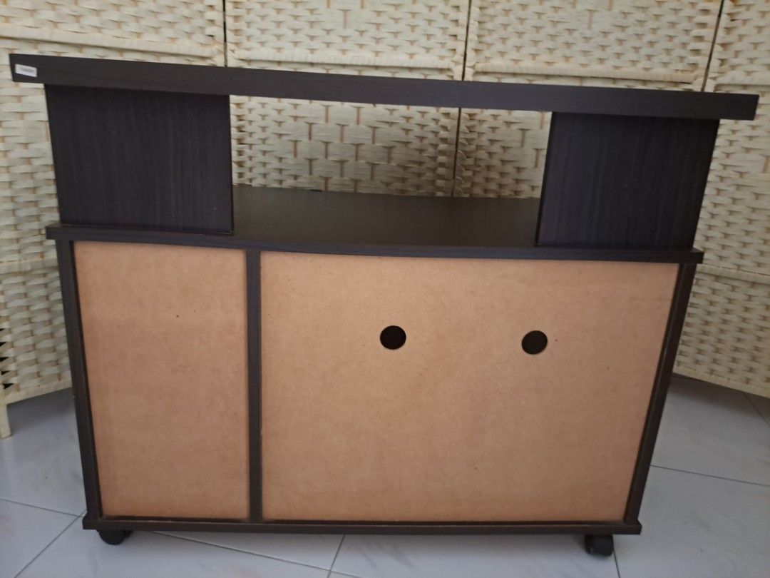 TV Console with Wheels (Dark Walnut), Furniture & Home Living ...