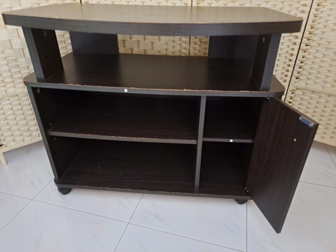 TV Console with Wheels (Dark Walnut), Furniture & Home Living ...