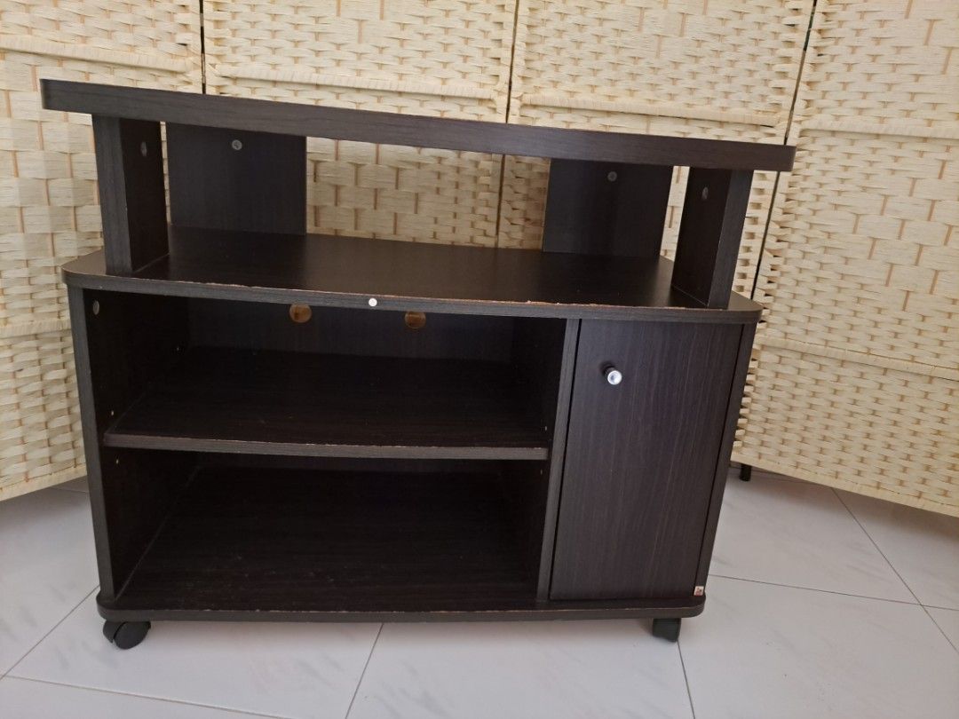 TV Console with Wheels (Dark Walnut), Furniture & Home Living ...