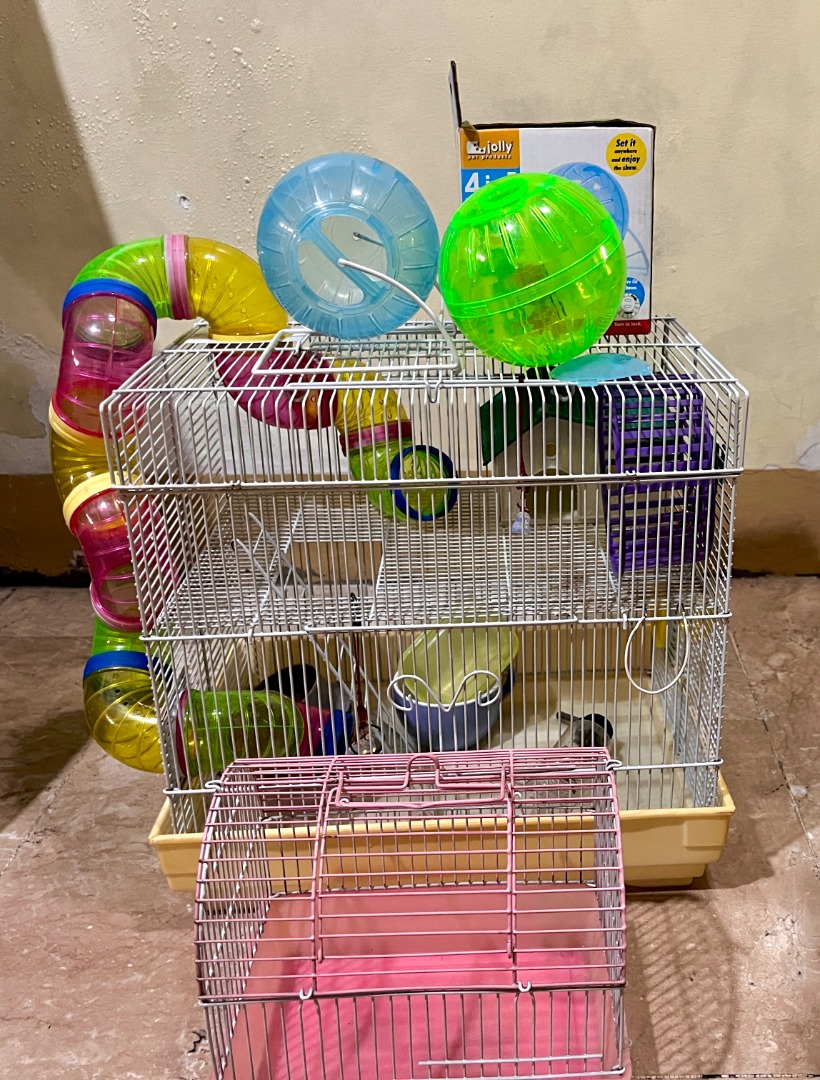 Two-Storey Hamster Cage with Fun Tube and Portable Cage on Carousell