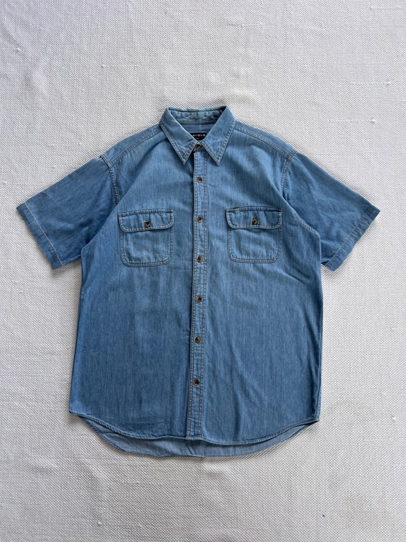 Uniqlo Denim Shirt, Men's Fashion, Tops & Sets, Formal Shirts on Carousell