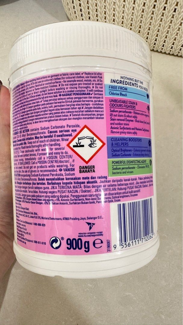 Vanish Power O2 Crystal White Laundry Fabric Stain Remover 900G ...