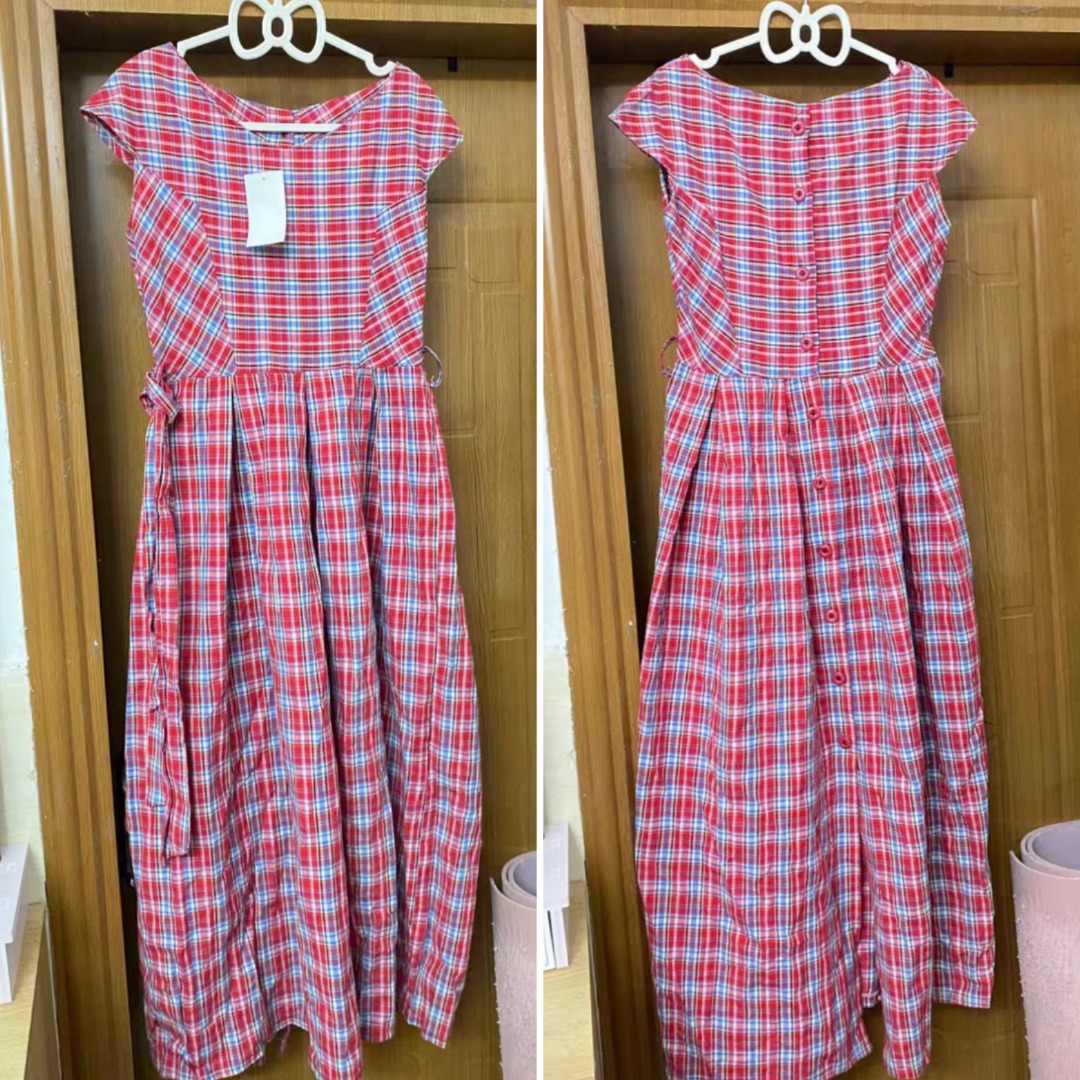 Vintage Checkered Reversible Red Dress Maxi Midi Check Plaid Tartan ...