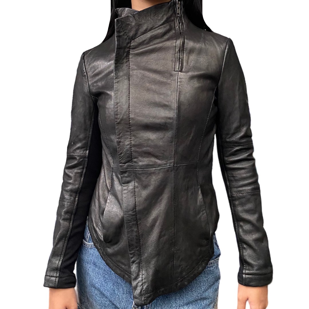 vintage initial two way zipper leather jacket on Carousell