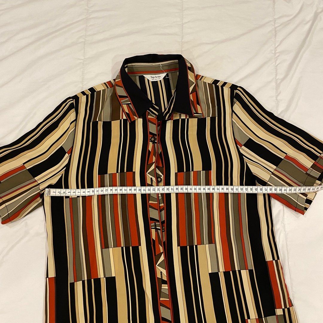 Vintage retro striped shirt, Women's Fashion, Tops, Shirts on Carousell