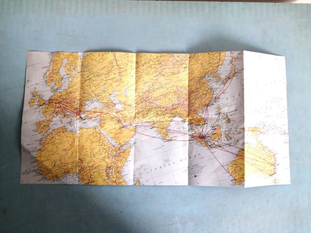 Vintage Singapore Airlines SQ International Route Map, Hobbies & Toys ...