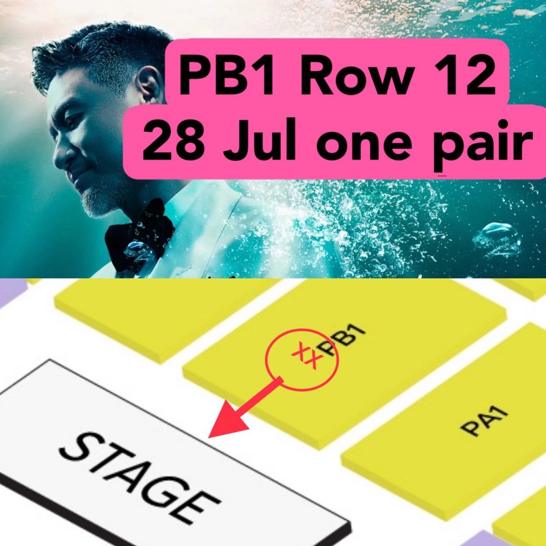 VIP PB1 Row 12 Jacky Cheung 张学友 one pair 28 Jul front row middle stage ...