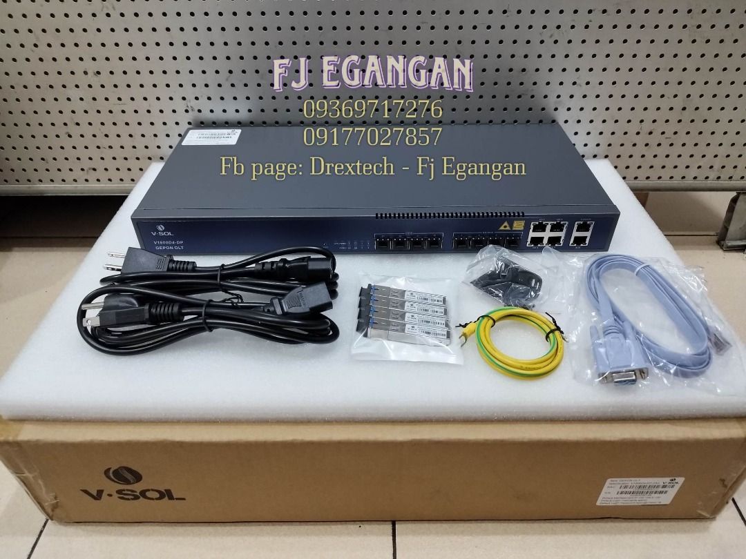 Vsol V1600D4-DP-2AC EPON OLT 4-Port EPON, 4GE(RJ45)+10GE(SFP+) Dual Power with 4Pcs SFP Px ...