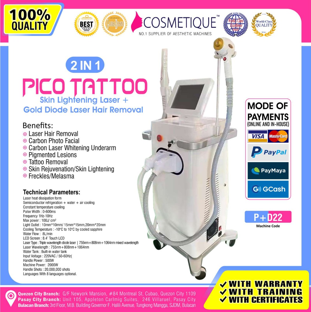 2IN1 PICO DIODE Hair Removal Machine Pico Laser With Warranty, Training ...