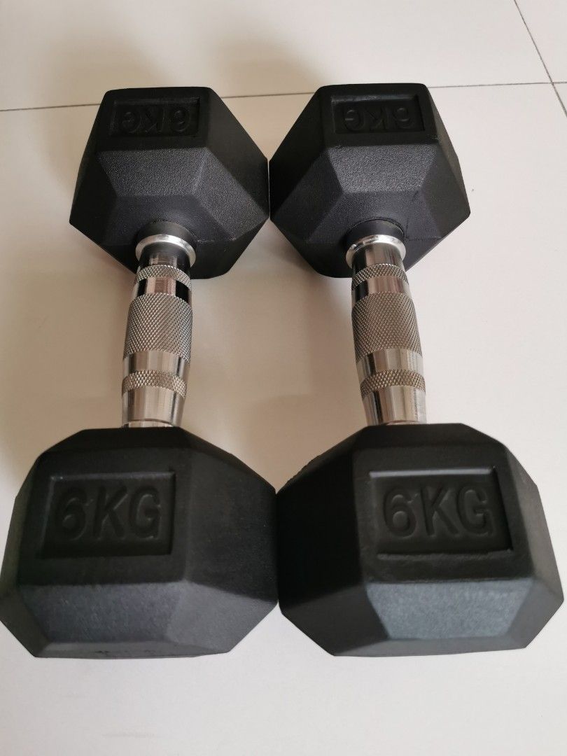 6kg Hexagon Dumbbells, Sports Equipment, Exercise & Fitness, Weights ...