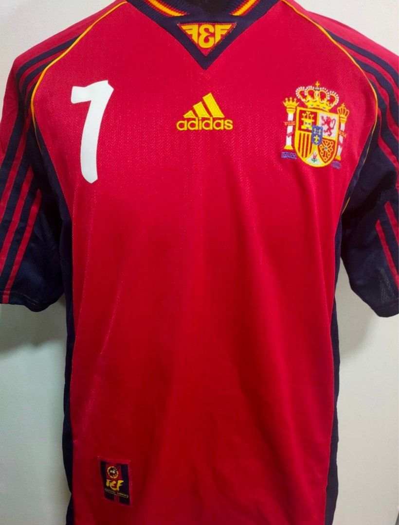 #7 MORIENTES Spain Adidas 1998 Home soccer/football jersey/kit rare ...