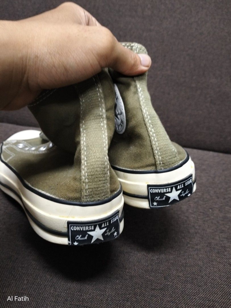 8.5uk/Converse All Star Blacks label army green, Men's Fashion ...