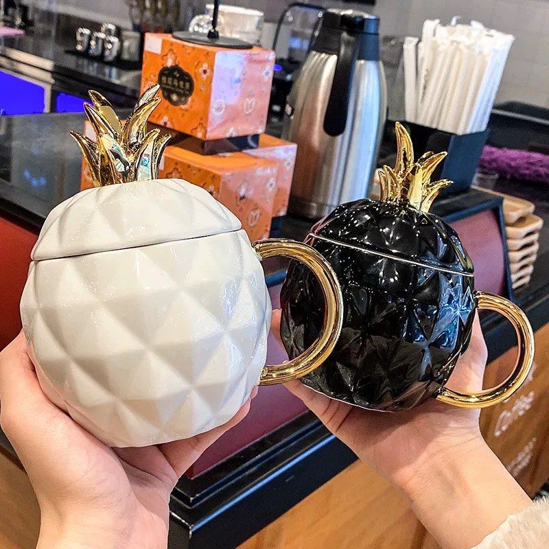 Pineapple Ceremic Cup / Mug With Lid & Spoon, Furniture & Home Living, Kitchenware & Tableware ...