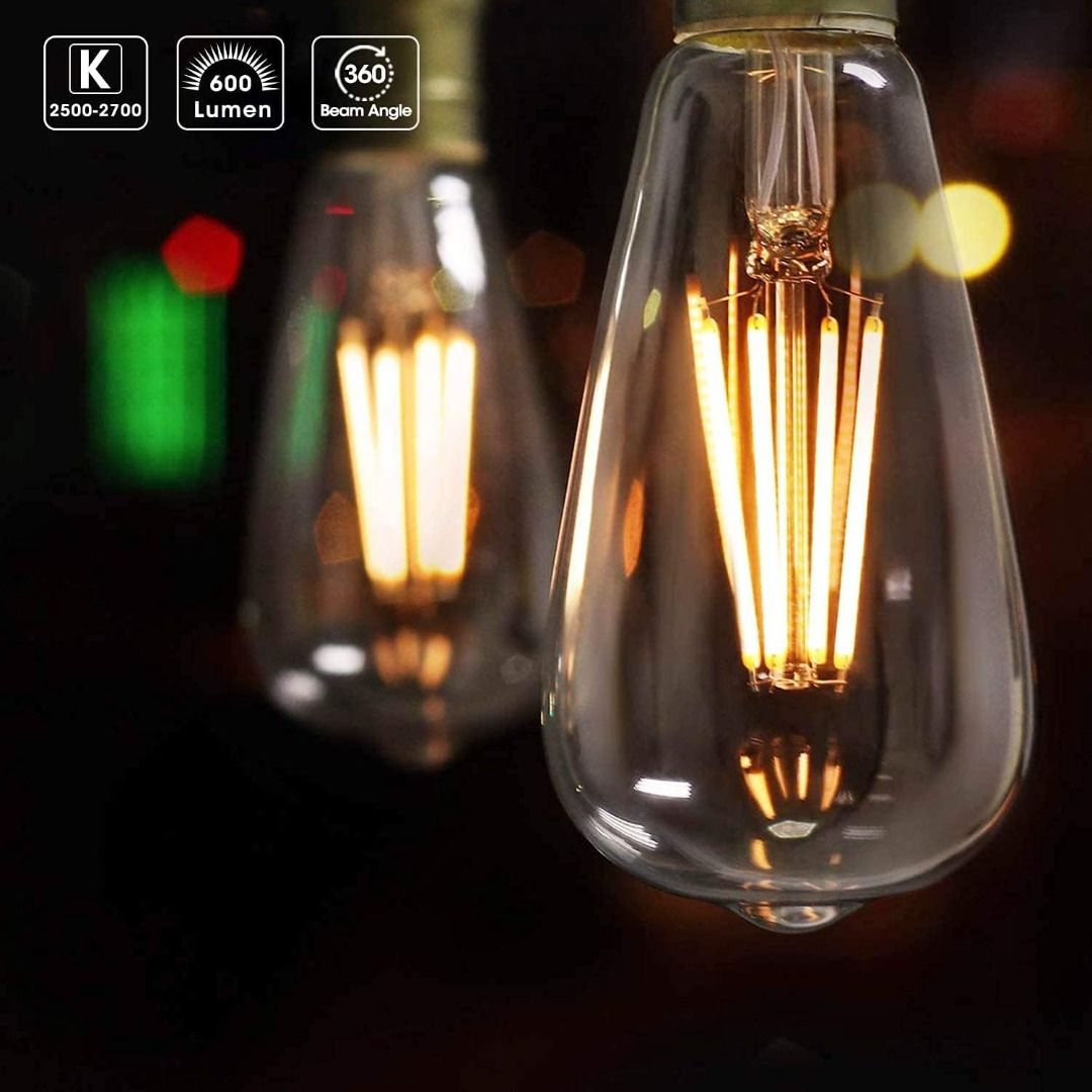 AidSci Dimmable Edison LED Bulb, 6W 600LM Vintage LED Filament Light ...