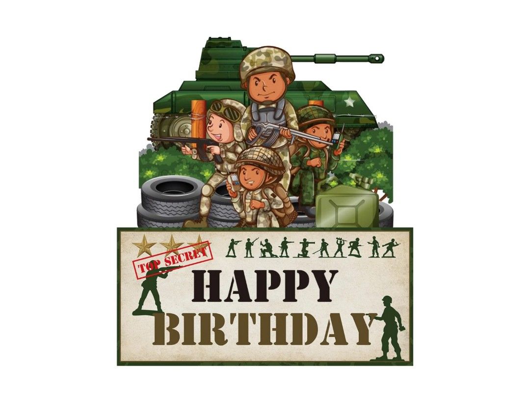 Army Soldier Military Theme Birthday Party Banner Cupcake Cake Topper ...