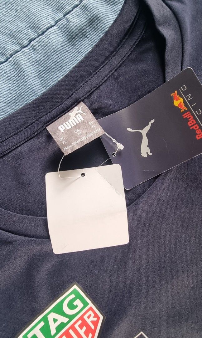 Auth New Puma RedBull Tag Heuer Sport Dri Fit XL Blue Active T-Shirt ...