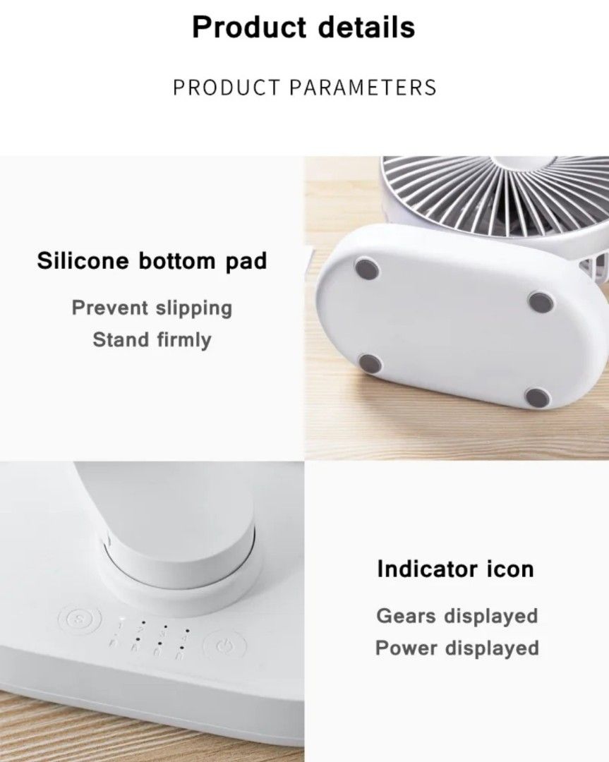 Auto Rotation Oscillation Desktop Table Fan Rechargeable Usb Fan ...