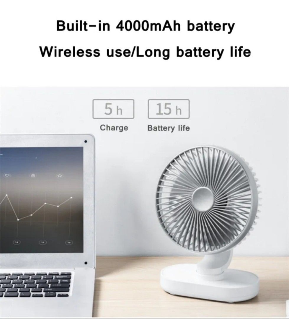 Auto Rotation Oscillation Desktop Table Fan Rechargeable Usb Fan ...