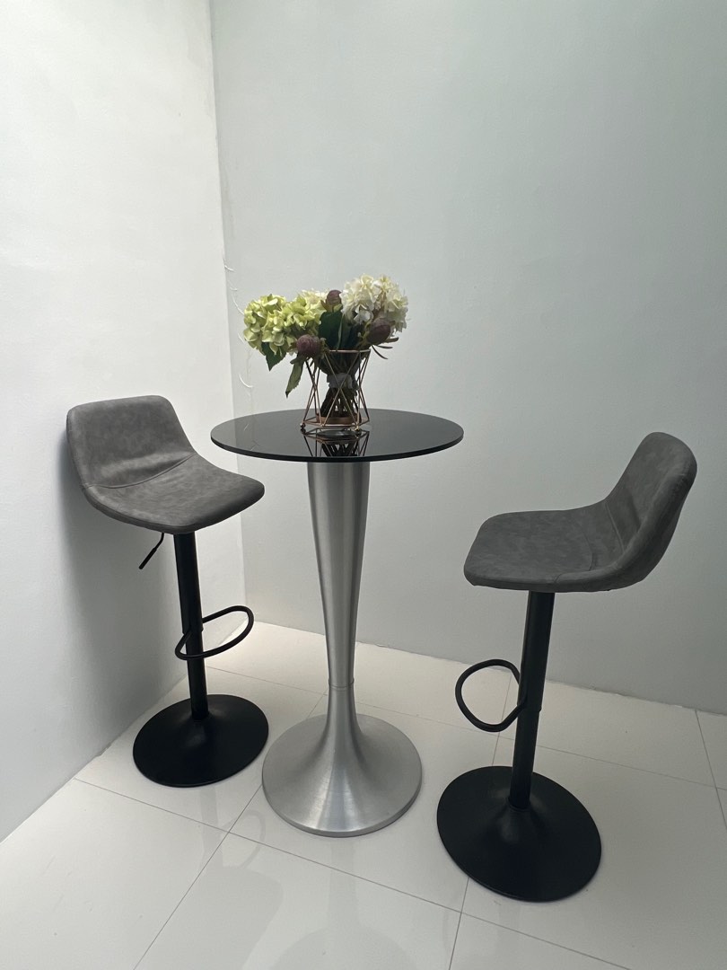 Bar table with set of high stools, Furniture & Home Living, Furniture ...