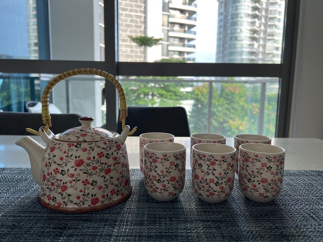 Beautiful tea set and 6 cups, Furniture & Home Living, Kitchenware ...