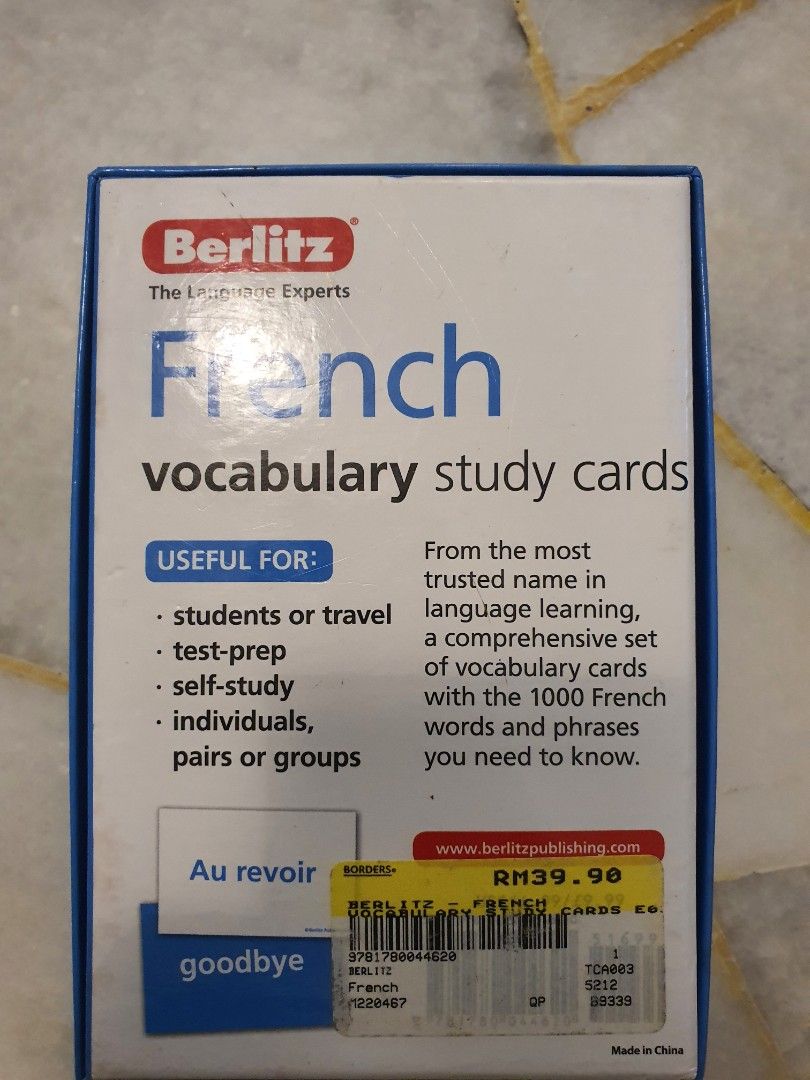 Berlitz French flash cards 100pcs, Hobbies & Toys, Books & Magazines ...