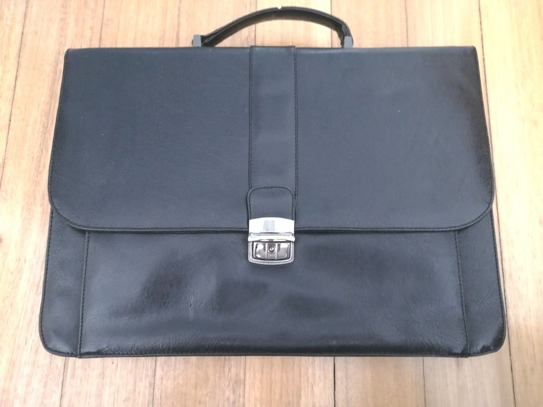 Borbonese genuine black leather Italian briefcase (Made in Italy), Men ...
