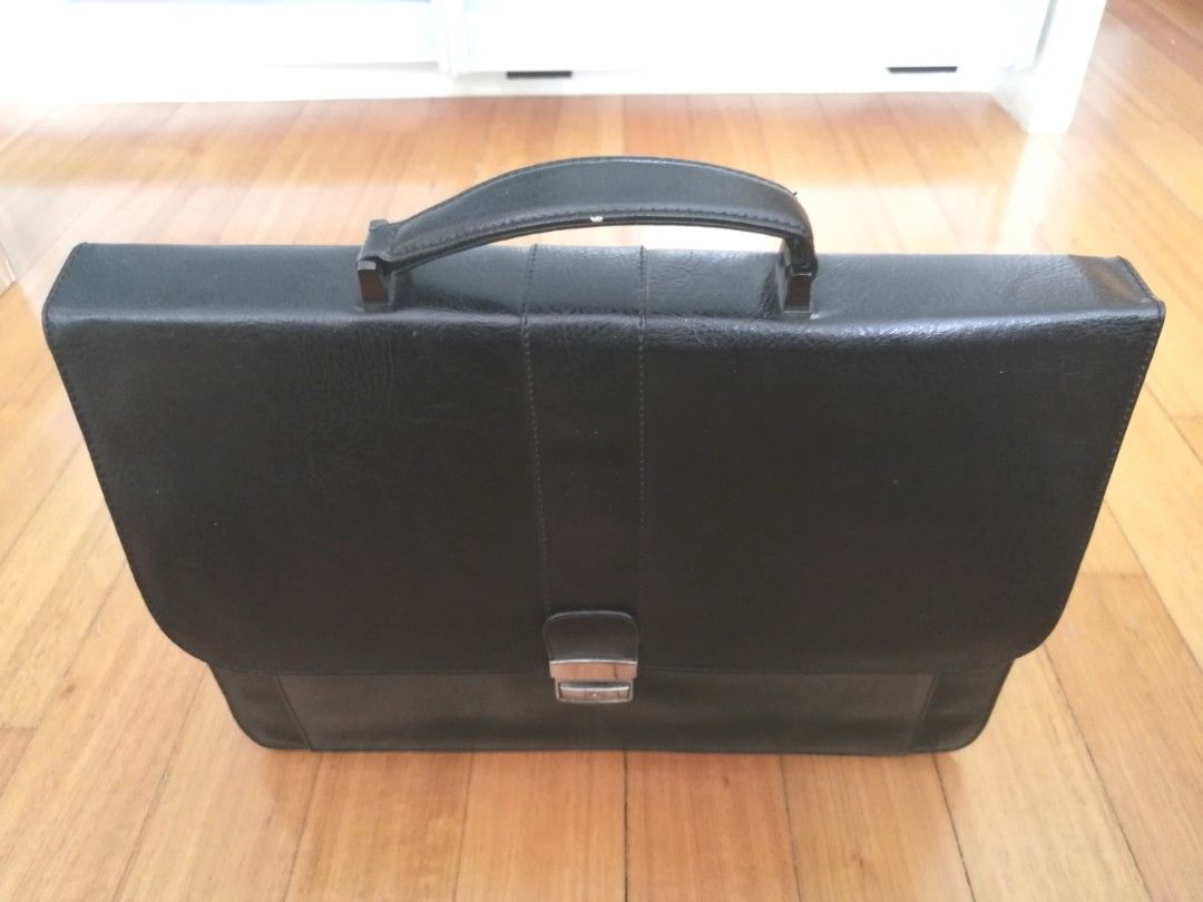 Borbonese genuine black leather Italian briefcase (Made in Italy), Men ...