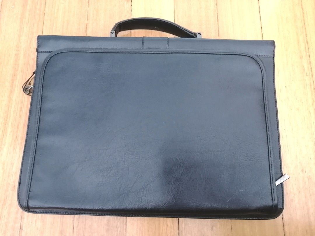 Borbonese genuine black leather Italian briefcase (Made in Italy), Men ...