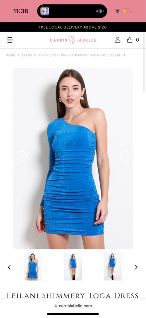 Carrislabelle Leilani Shimmery Toga Dress (Blue), Women's Fashion ...