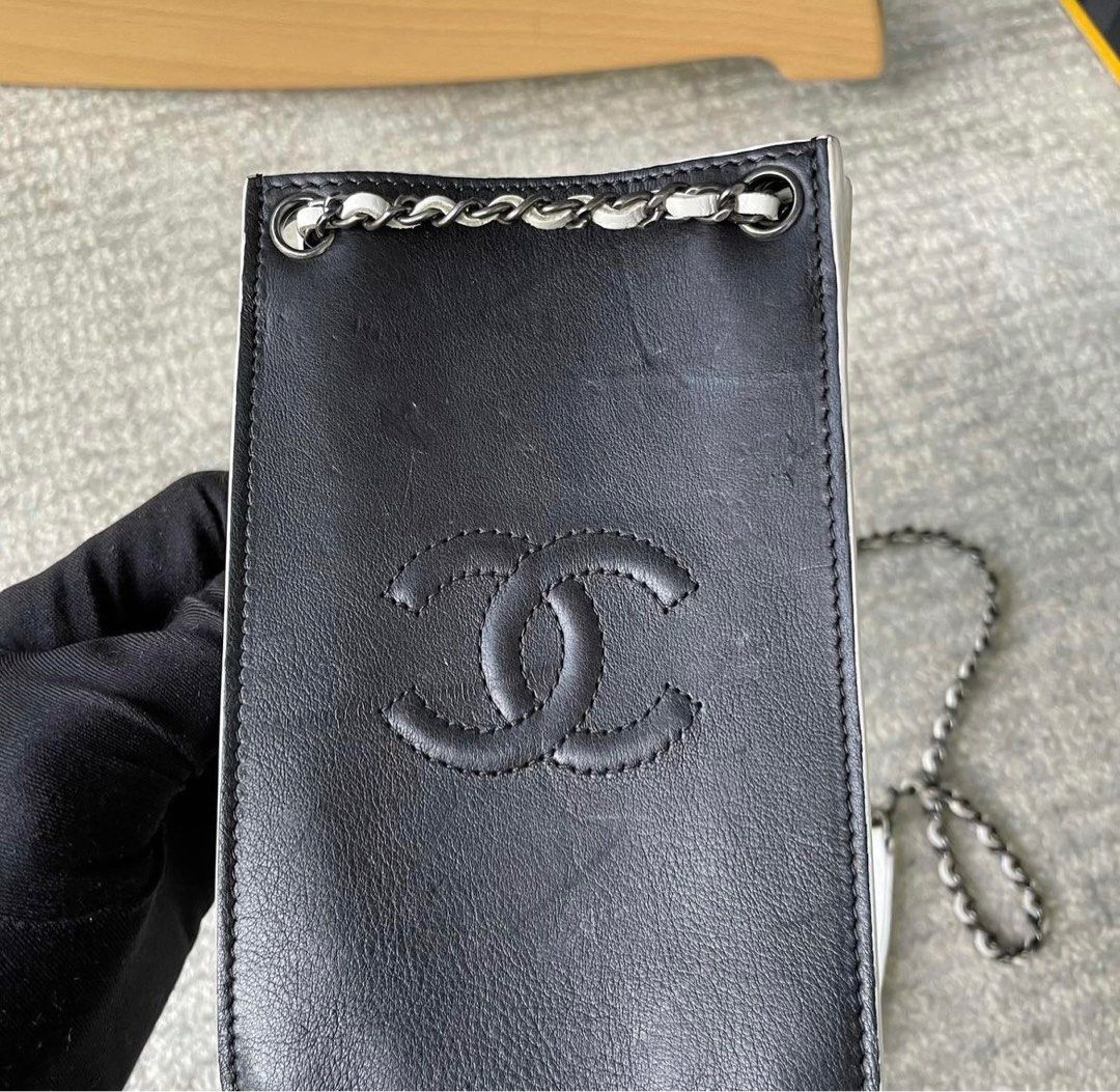 Chanel Vertical Tech Case Calfskin Black / White / Rhw, Luxury, Bags ...